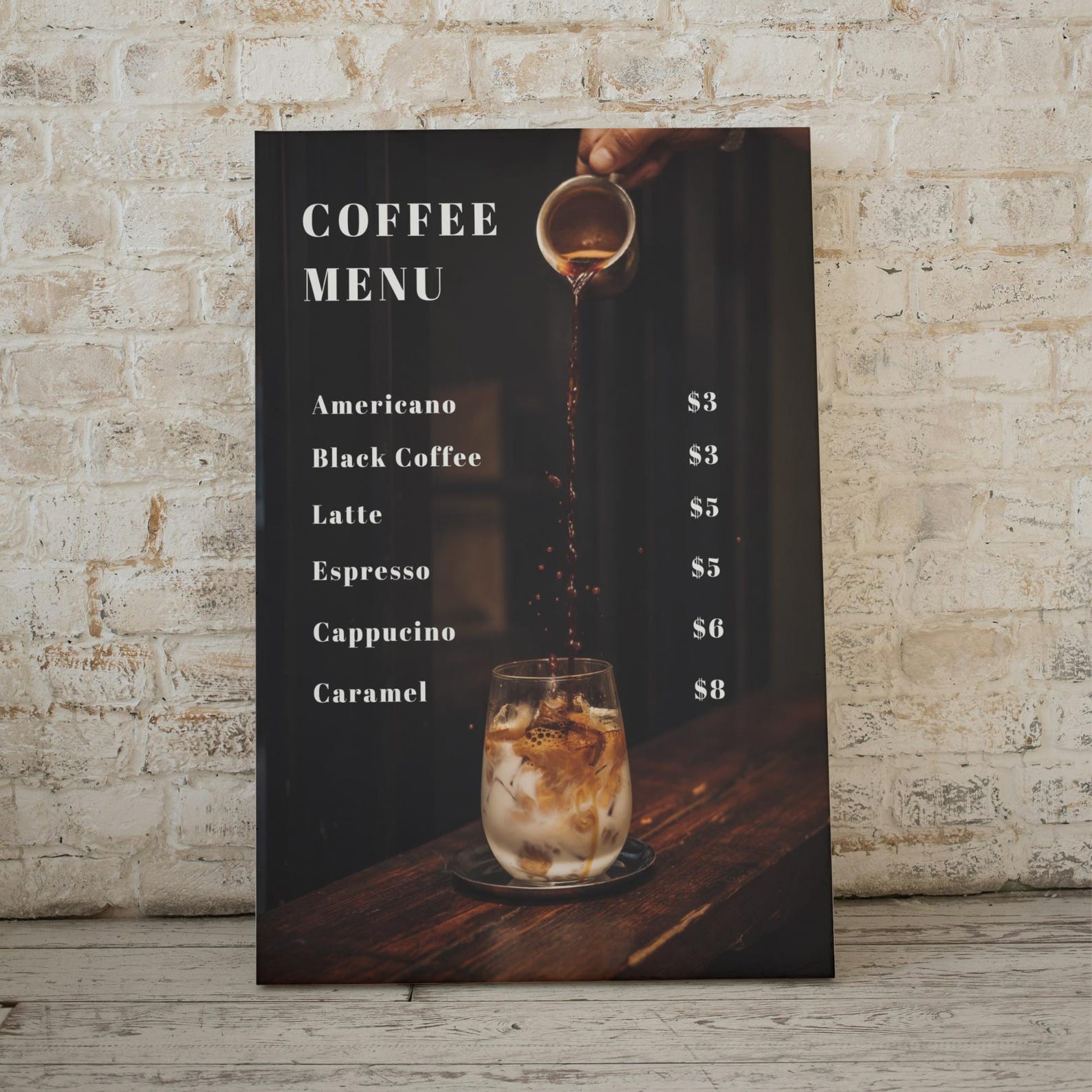 Editable Coffee Menu Template for Canva, Custom A4 Size Café Price List ...