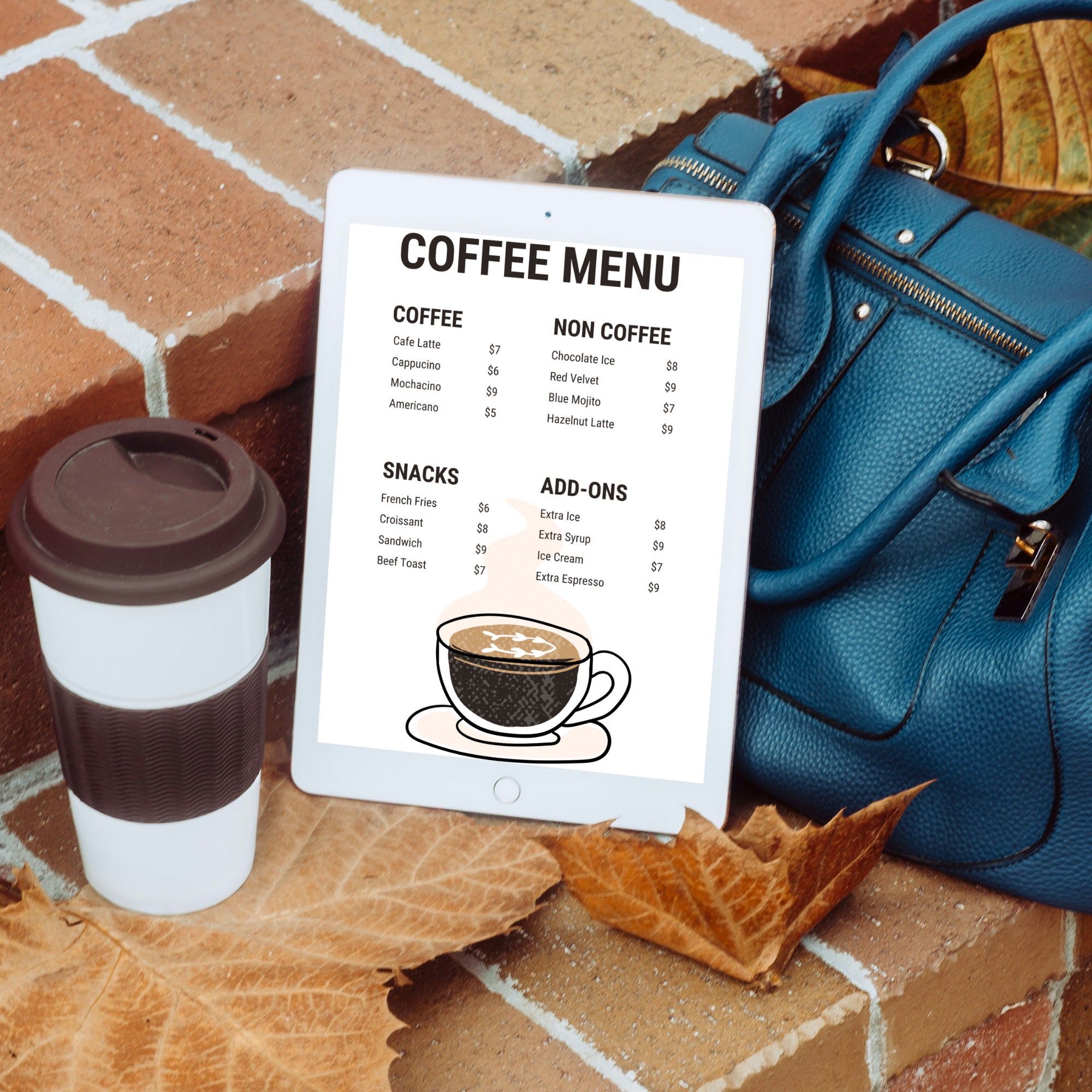 Coffee Menu Template, Customizable Coffee Menu Template, Coffee Shop ...