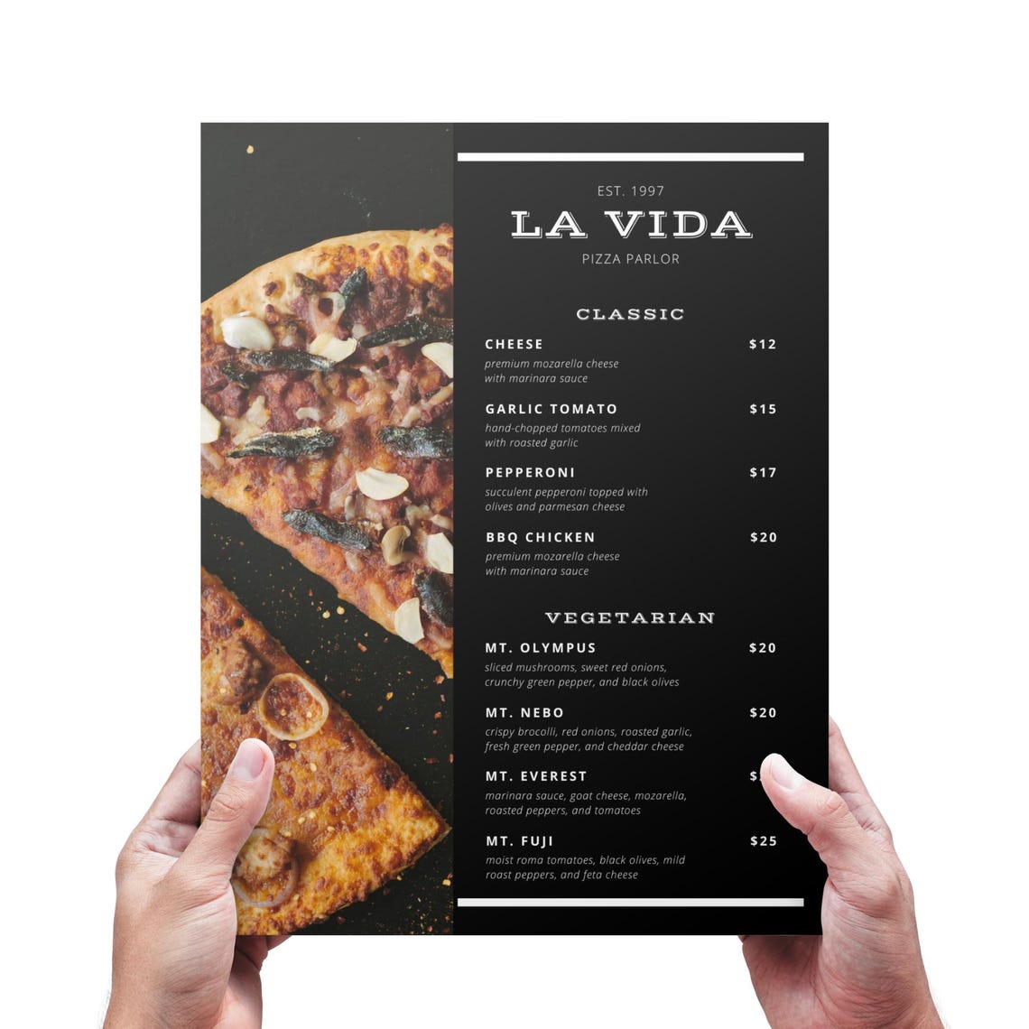 Editable Pizza Menu Template for Canva | A4 Customizable Restaurant ...