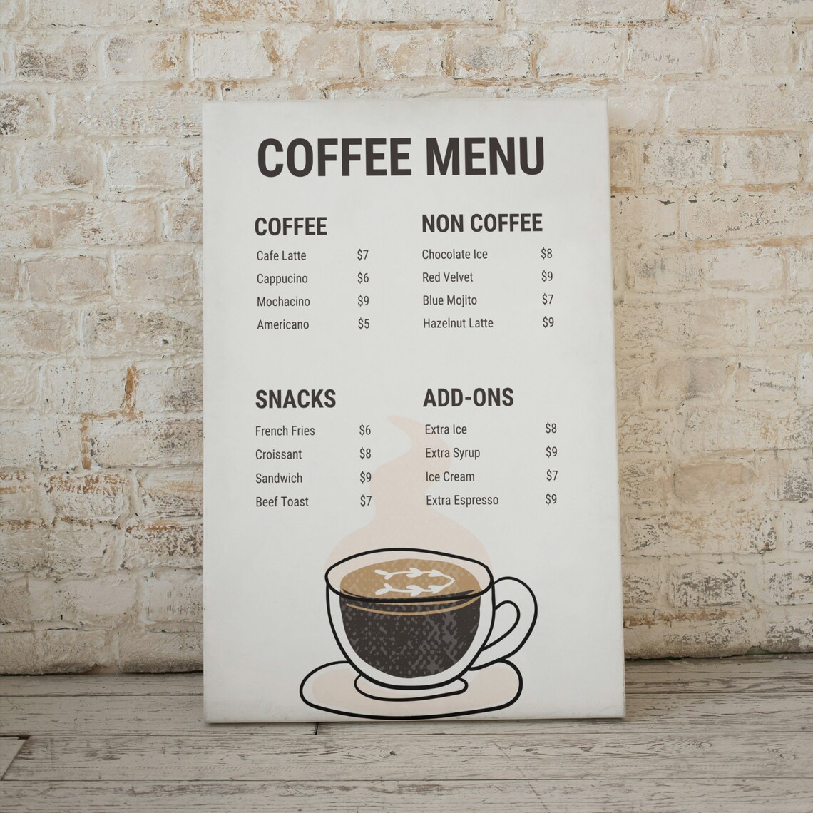 Coffee Menu Template, Customizable Coffee Menu Template, Coffee Shop ...