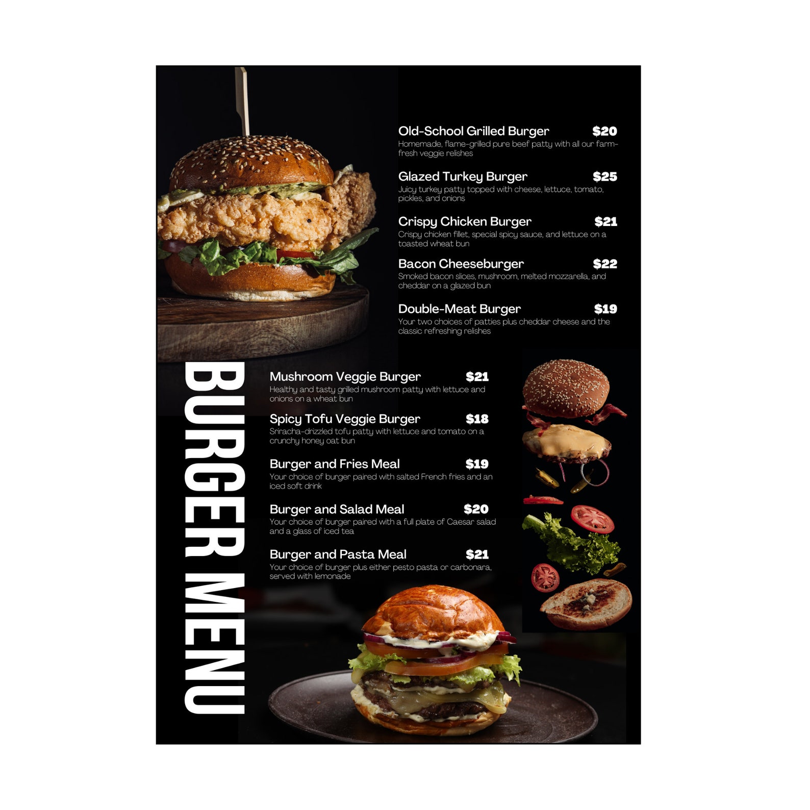 Burger Menu Template, Customizable Burger Menu Template, Burger Menu ...