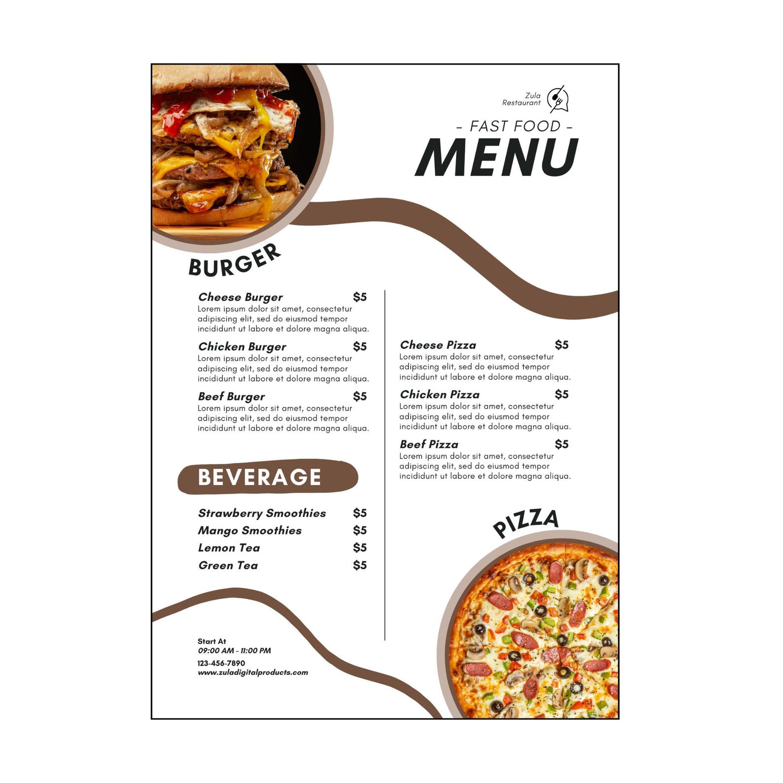 Fast Food Menu Template | Editable Fast Food Menu Template (A4 Size ...