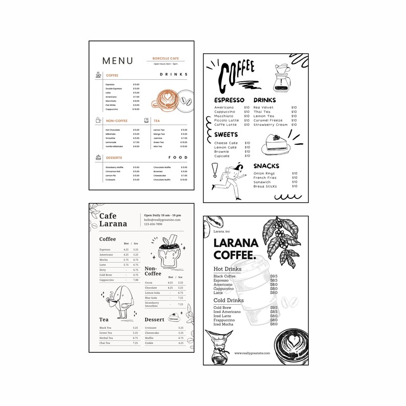 24 Editable Coffee Menu Templates – Canva Cafe Price List, Customizable ...