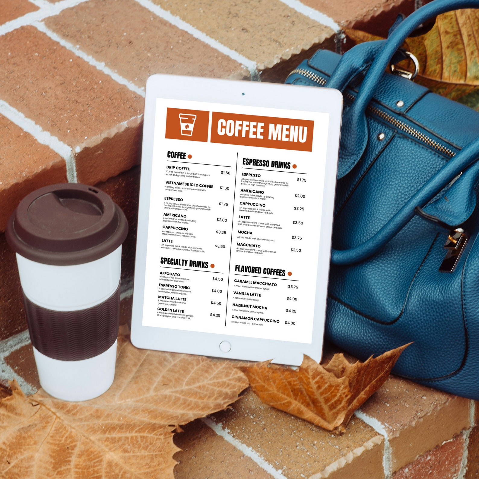 Coffee Menu Template Canva Editable, A4 Size Custom Price List for ...