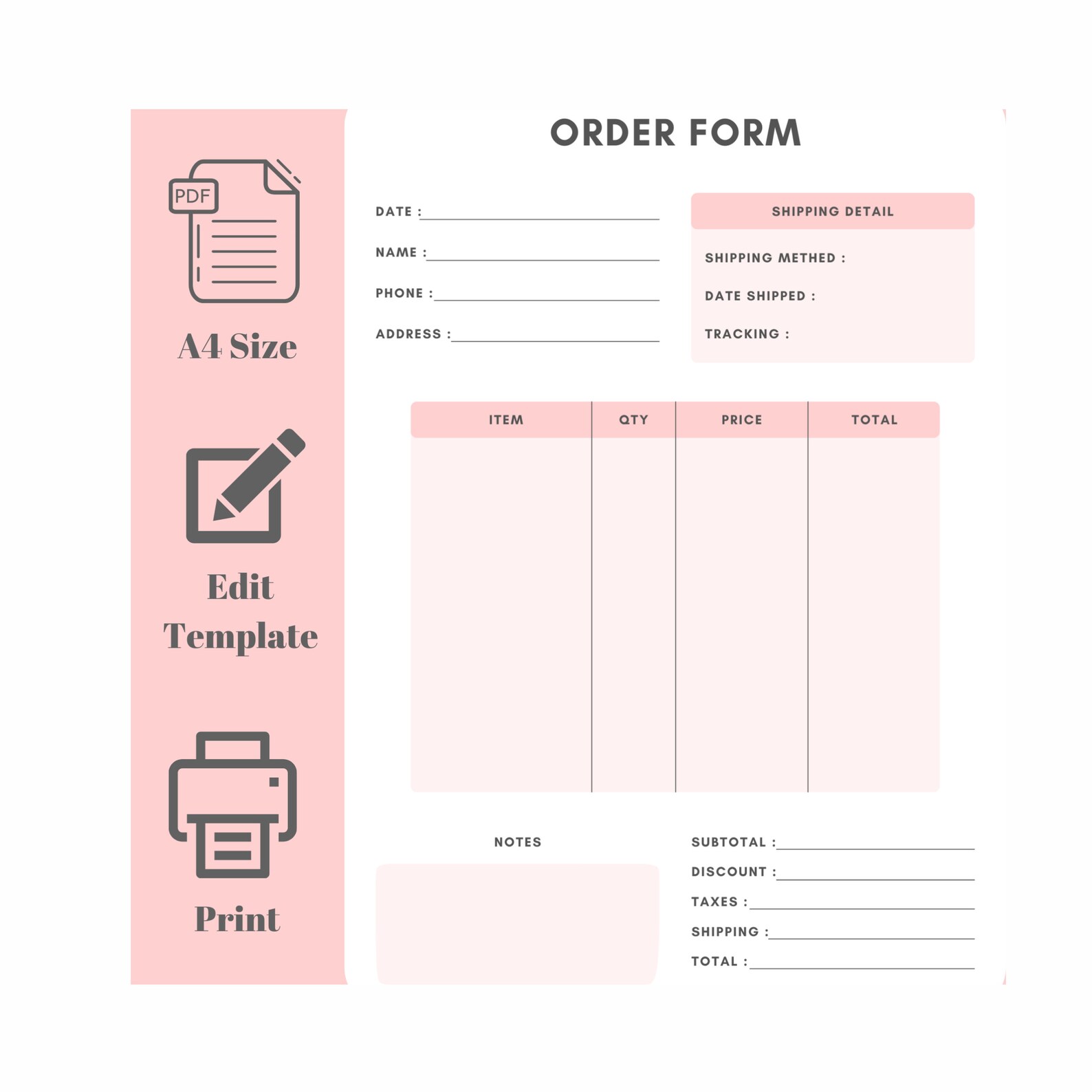 Order Form, Print Pdf Document, Order Form Template, Easy Design Order ...