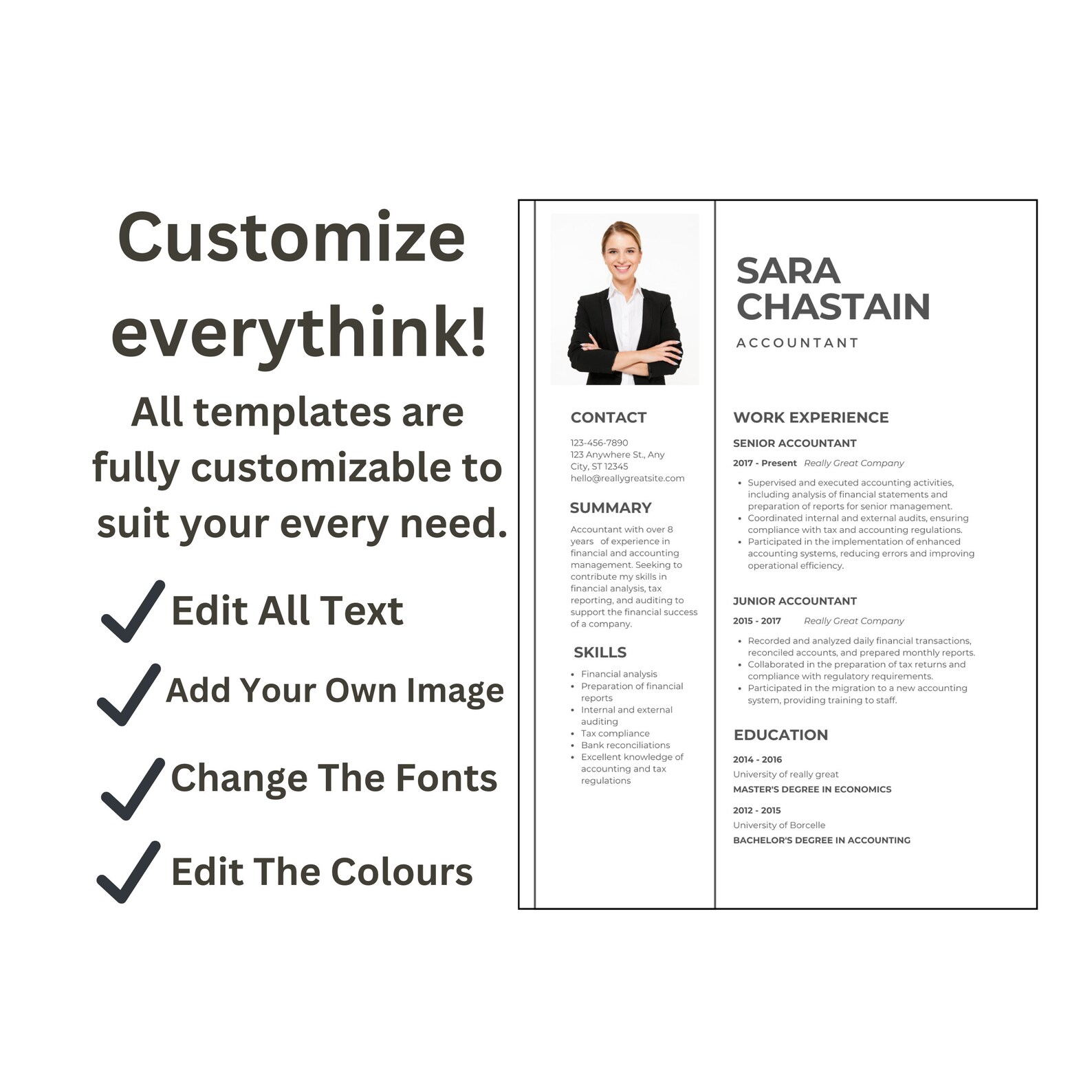 Canva Resume Template With Photo, Canva Cv Template, Canva Creative ...