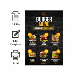 Burger Menu Template, Customizable Burger Menu Template, Burger Menu ...