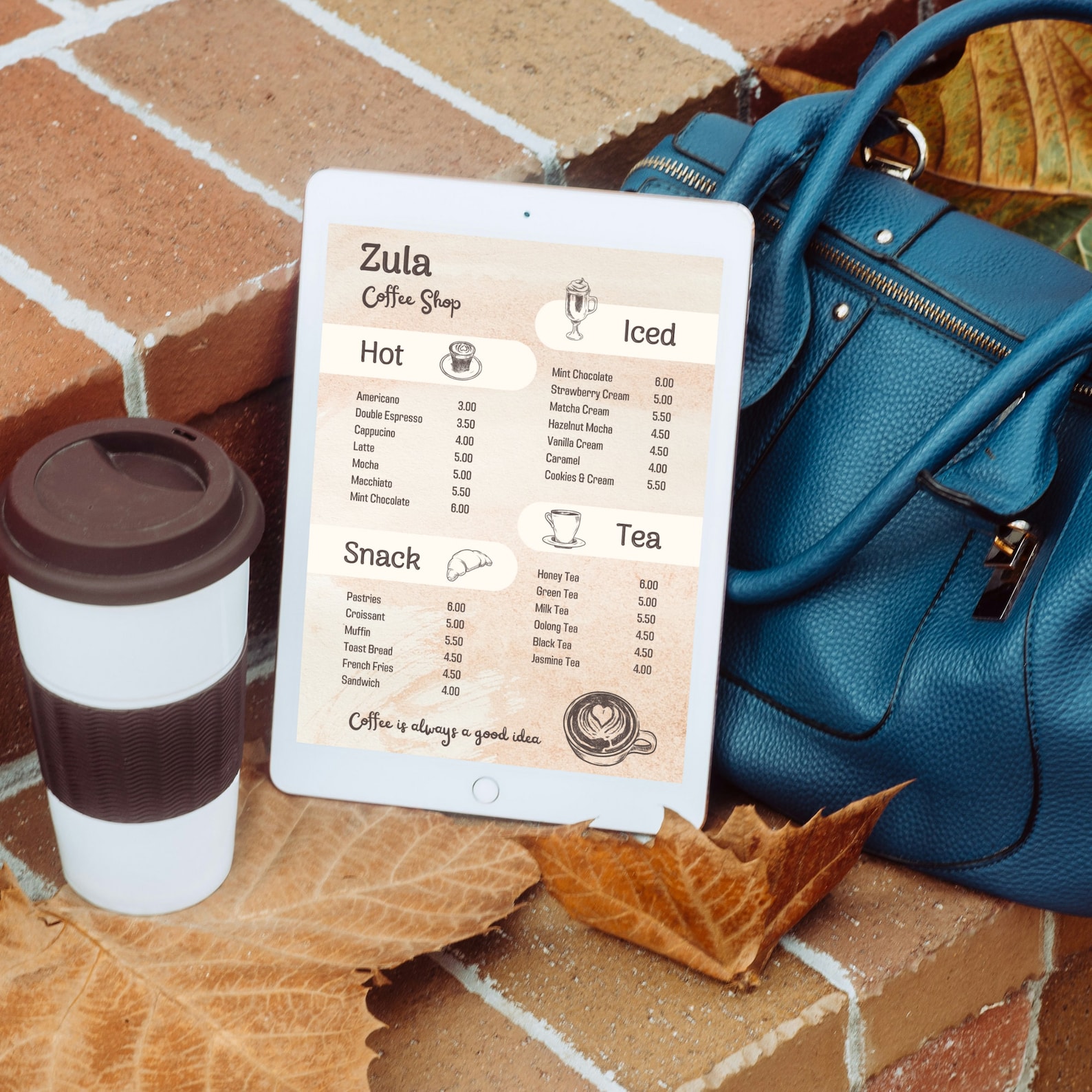 Customizable Café Menu Template in Canva, A4 Size Printable Coffee ...