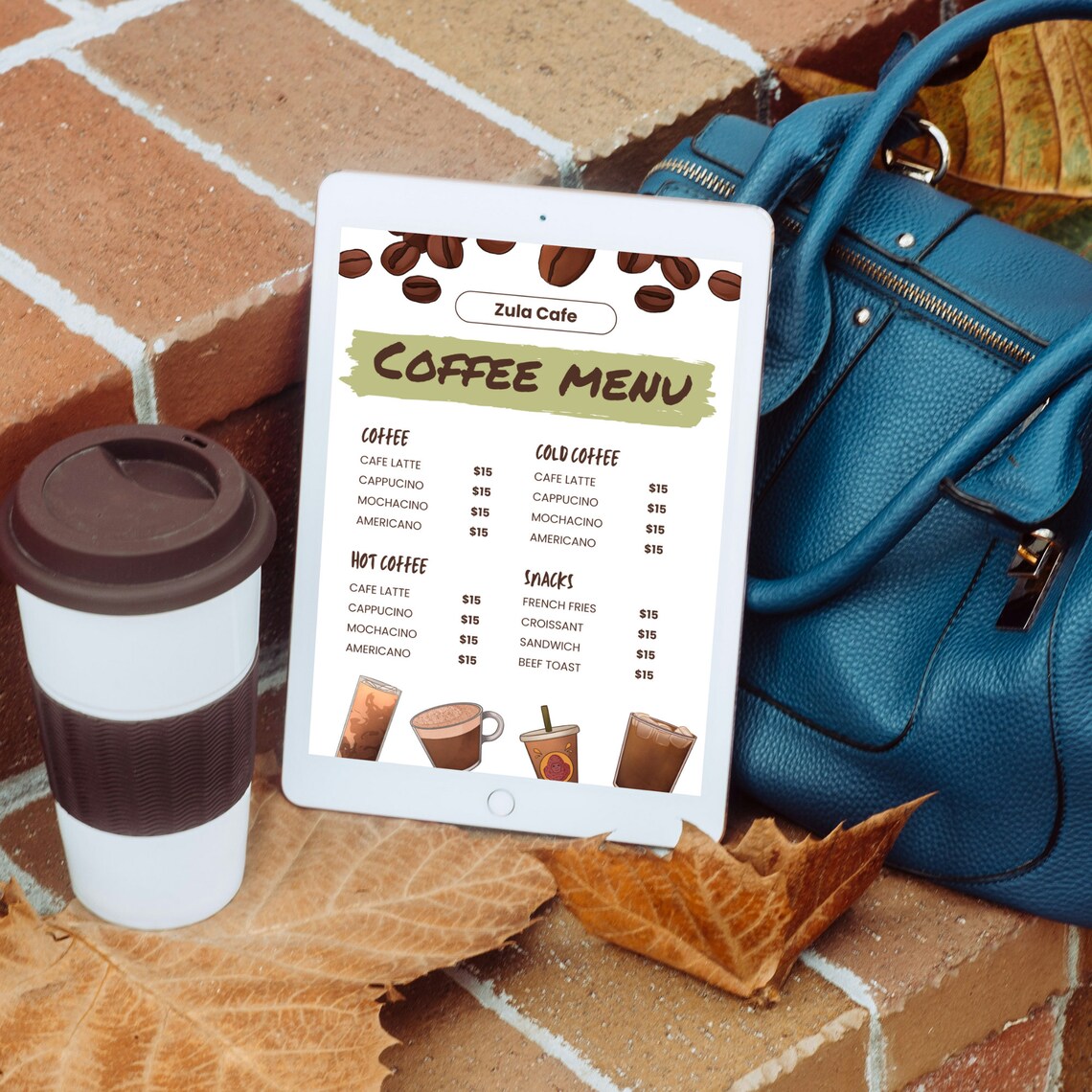 Coffee Menu Template, Customizable Coffee Menu Template, Coffee Shop ...
