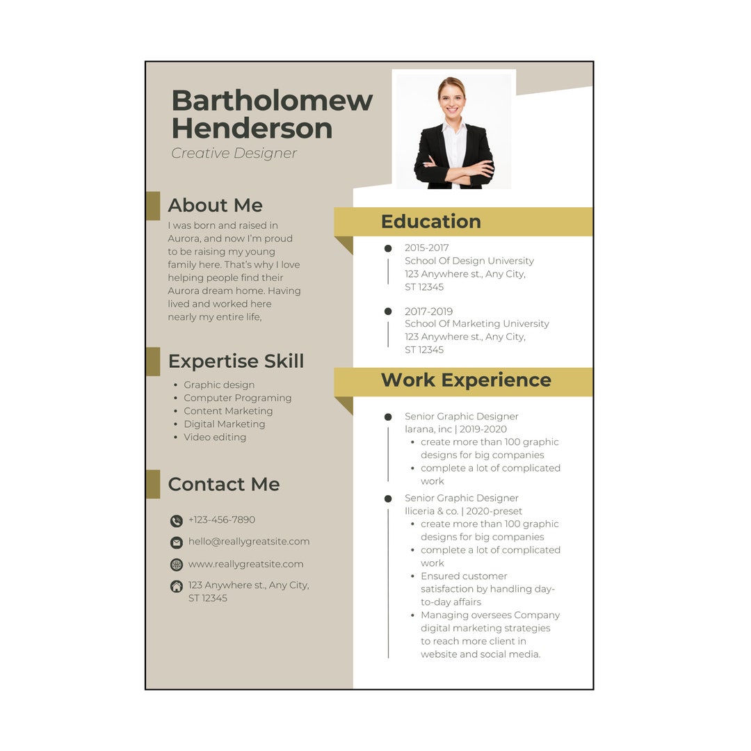 Modern Resume Template Canva, A4 Size CV (instant Download) - Etsy