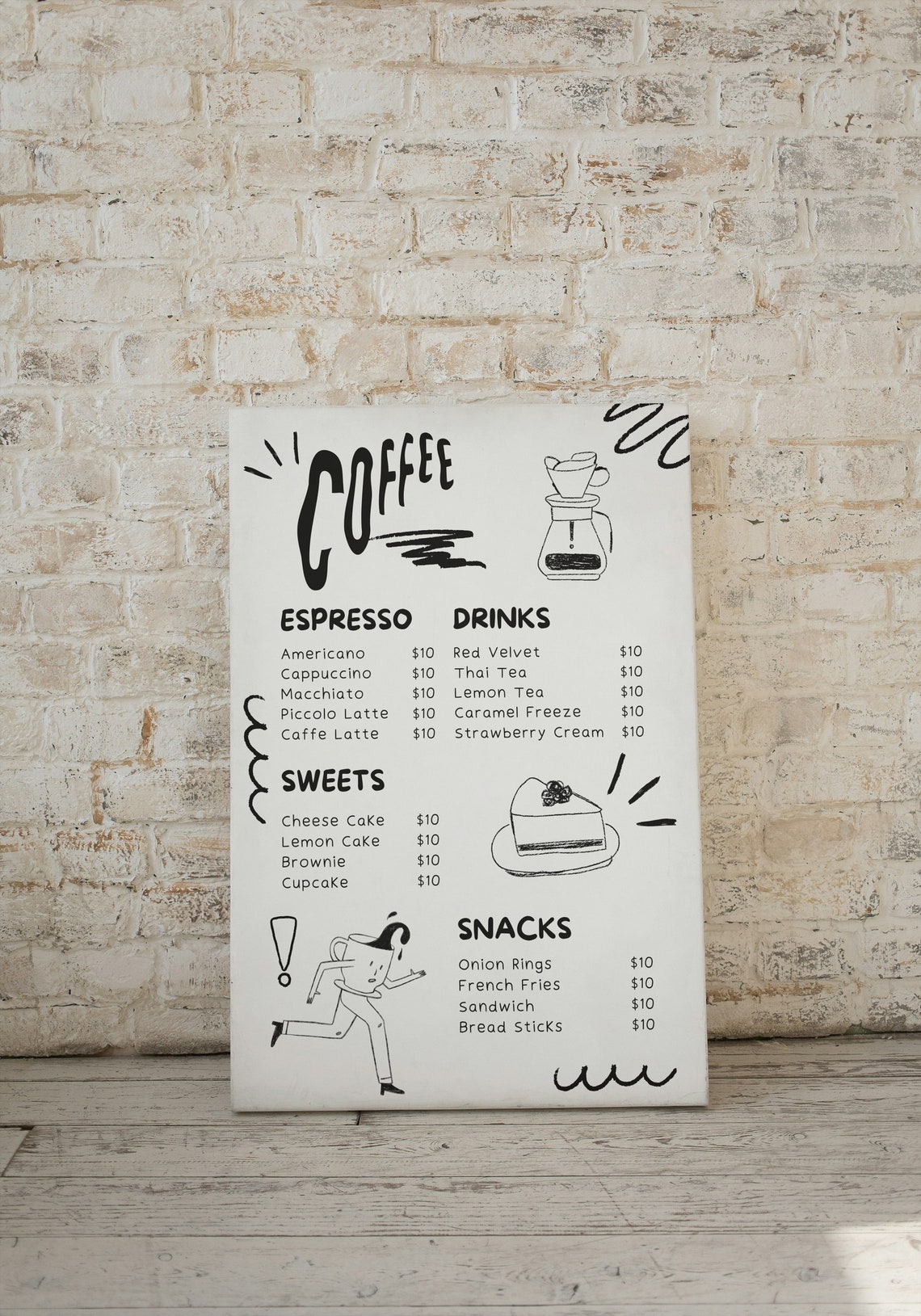 Coffee Menu Price List Template in Canva, A4 Size Editable Café Menu ...