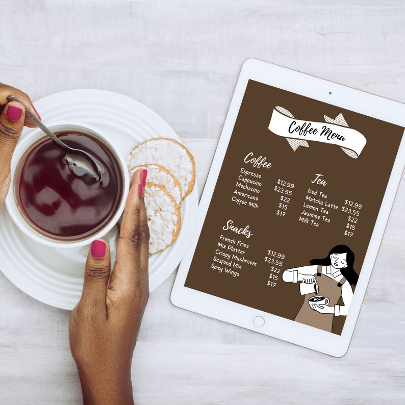 Editable Coffee Shop Menu Template in Canva, A4 Size Customizable Price ...