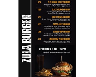 Burger Menu Template, Customizable Burger Menu Template, Burger Menu ...