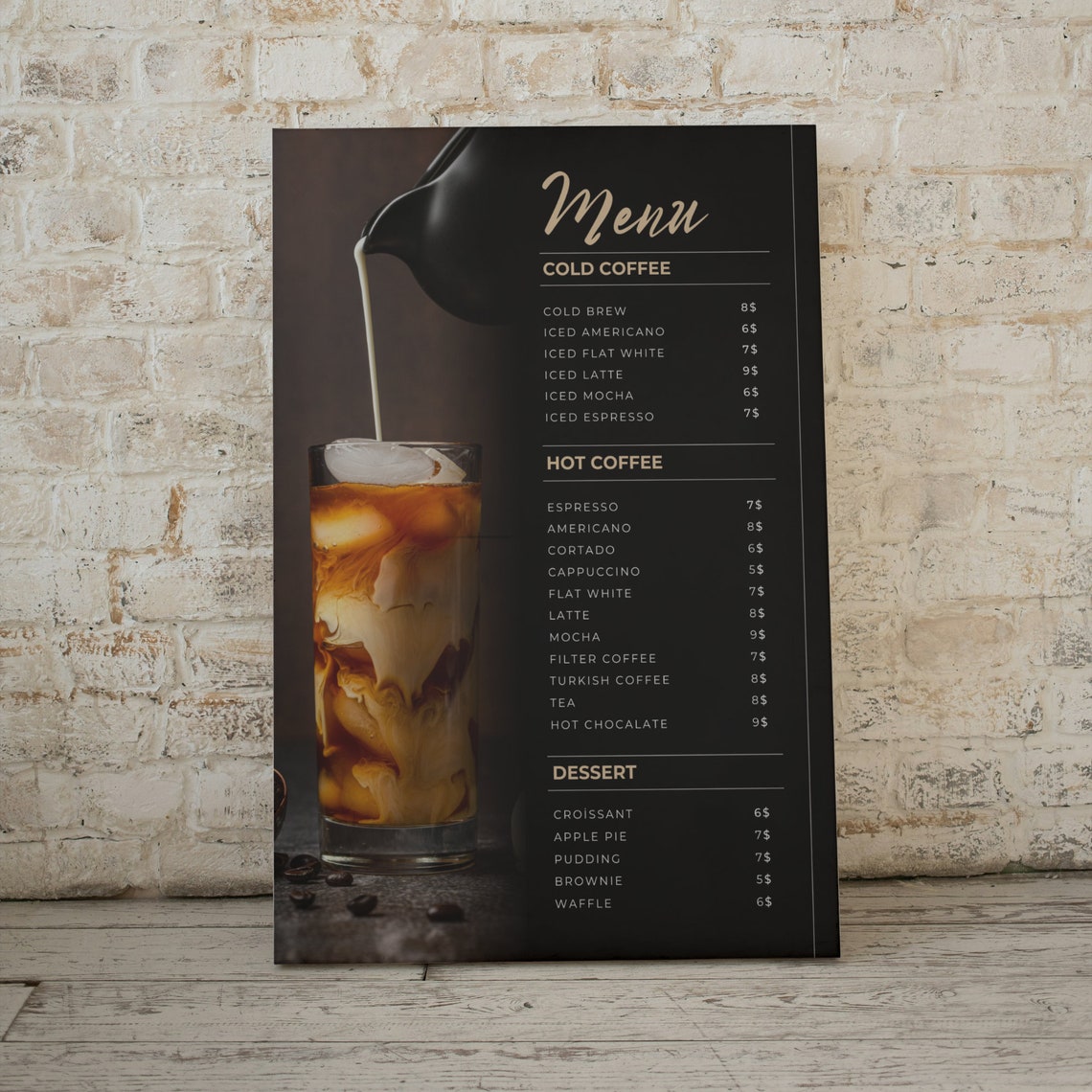 A4 Size Coffee Menu Template for Canva, Editable Café Price List Design ...