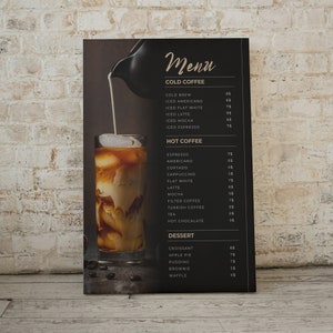 A4 Size Coffee Menu Template for Canva, Editable Café Price List Design ...