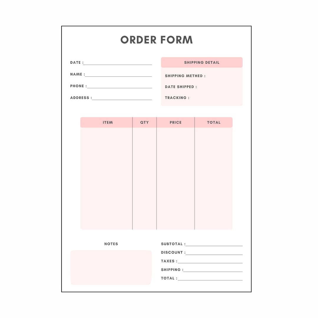 Order Form, Print Pdf Document, Order Form Template, Easy Design Order ...