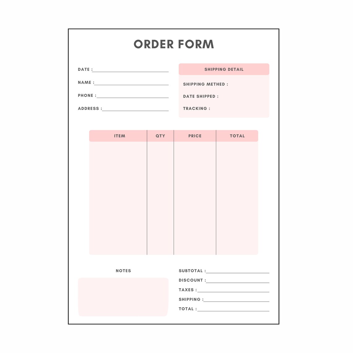 Order Form, Print Pdf Document, Order Form Template, Easy Design Order ...