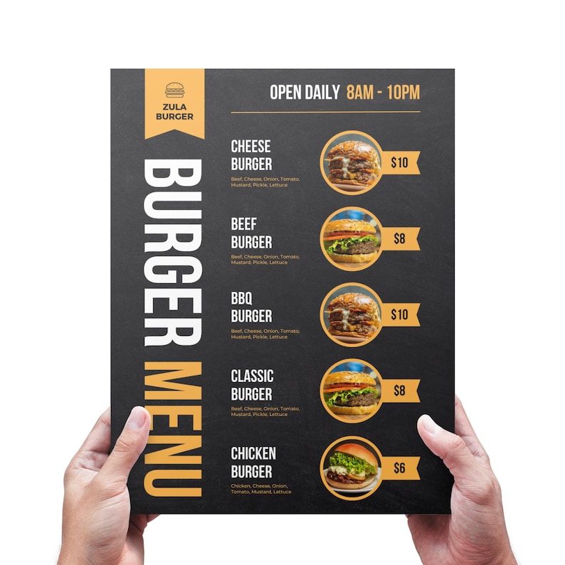 Burger Menu Template, Customizable Burger Menu Template, Burger Menu ...