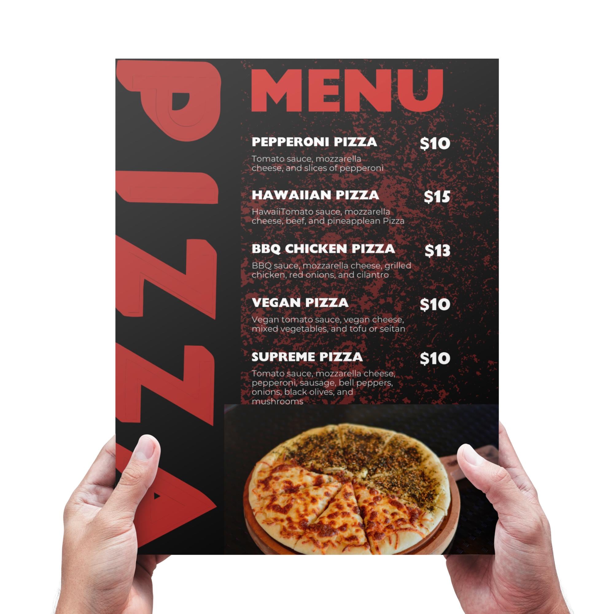 Modern Pizza Menu Template Canva | A4 Editable Restaurant Price Menu ...