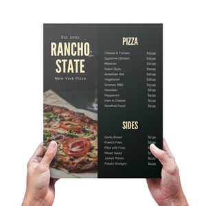 Pizza Restaurant Menu Template in Canva | Editable A4 Design | Instant ...