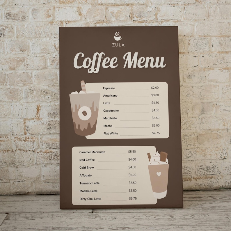Customizable Coffee Menu Template, A4 Printable (canva) - Etsy