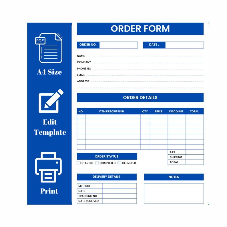 Order Form, Print Pdf Document, Order Form Template, Easy Design Order ...