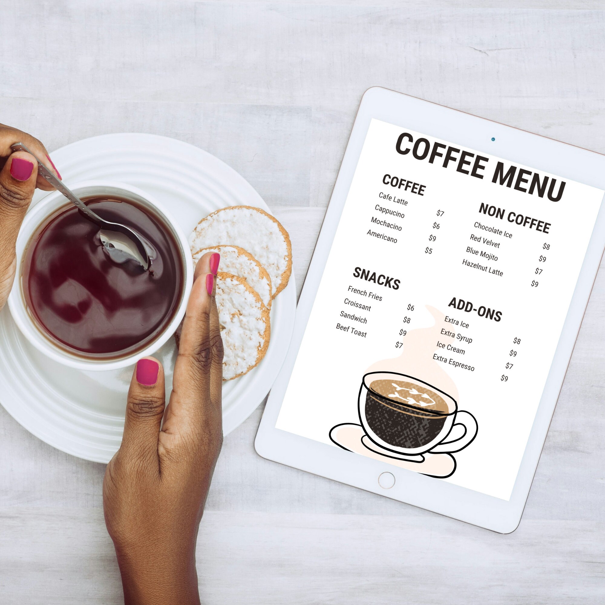 Coffee Menu Template, Customizable Coffee Menu Template, Coffee Shop ...