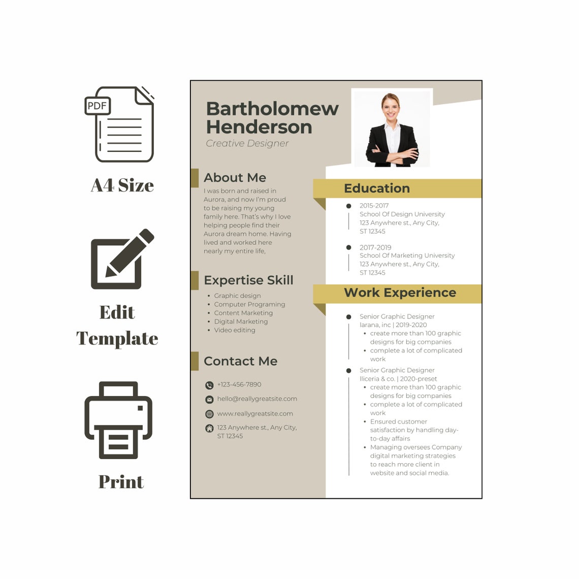 Canva Resume Template With Photo, Canva Cv Template, Canva Creative ...