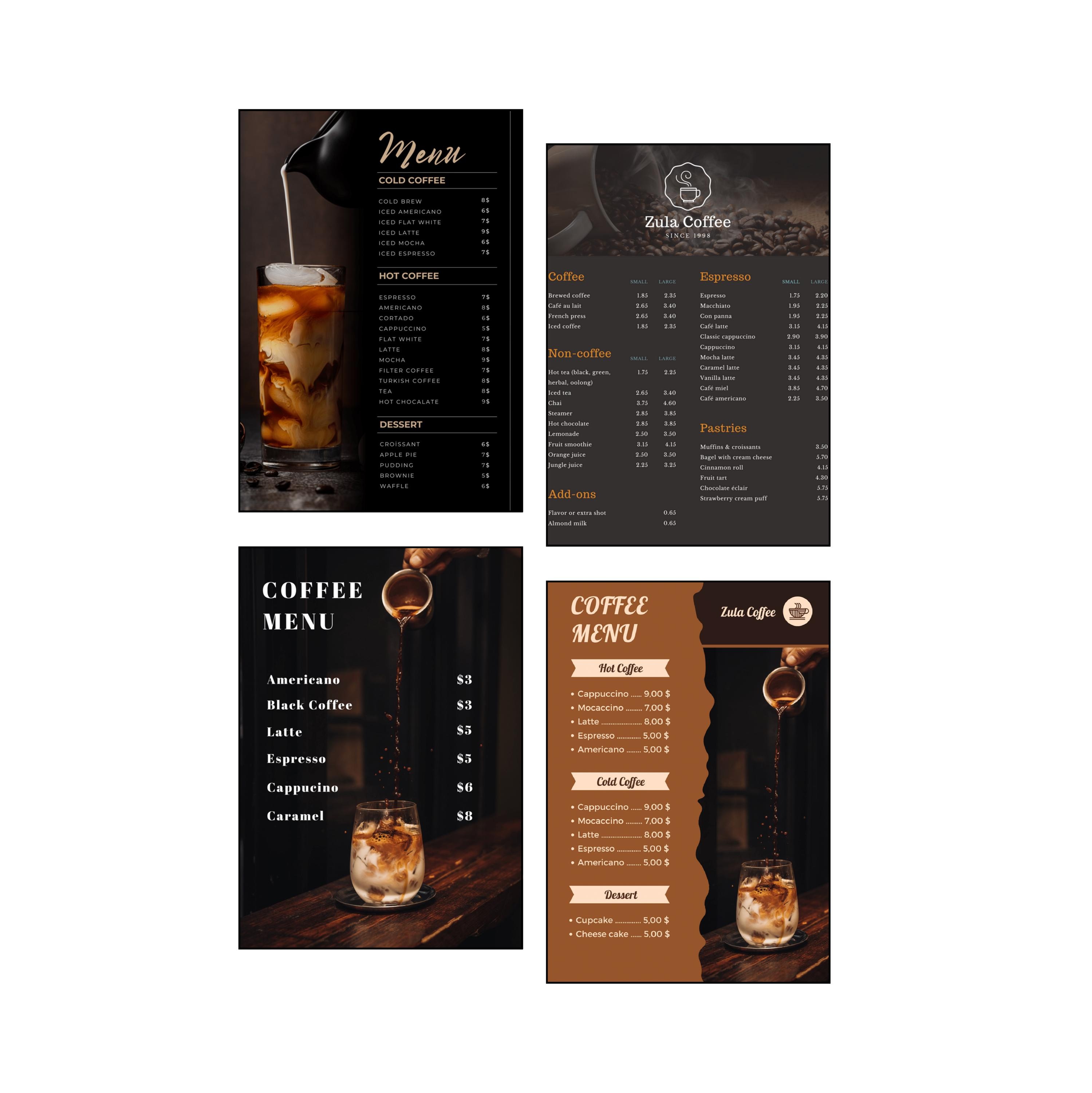 24 Editable Coffee Menu Templates – Canva Cafe Price List, Customizable ...