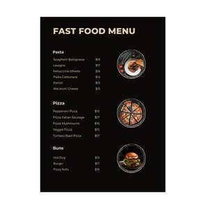 Fast Food Menu Template | Editable Fast Food Menu Template (A4 Size ...