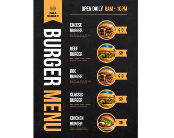 Burger Menu Template, Customizable Burger Menu Template, Burger Menu ...