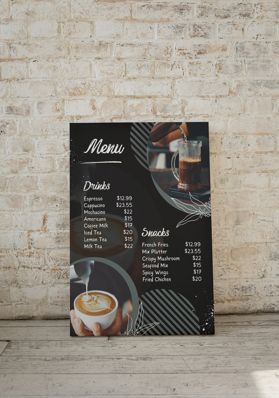 Custom Coffee Menu Template for Canva, A4 Size Editable Café Menu ...