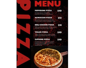 Pizza Restaurant Menu Template - Etsy