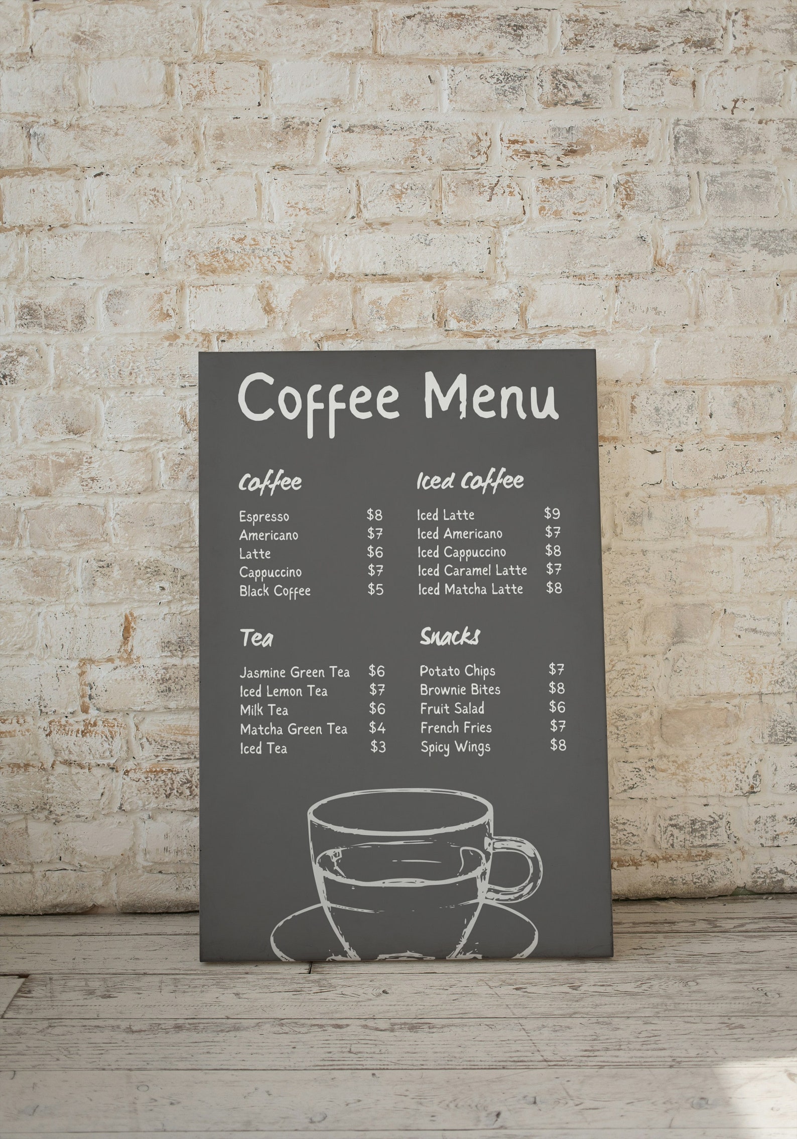 Modern Coffee Shop Menu Template in Canva, A4 Size Editable Price List ...