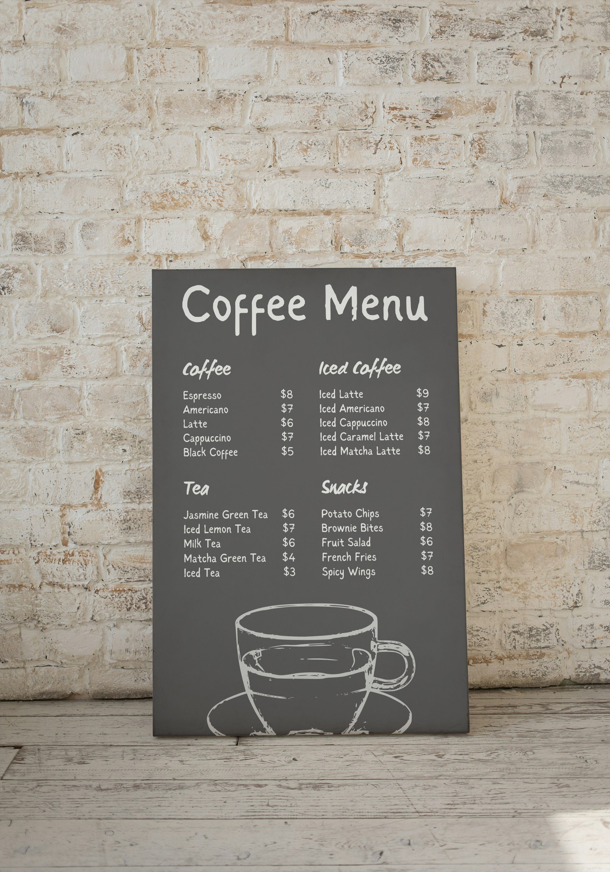 Modern Coffee Shop Menu Template in Canva, A4 Size Editable Price List ...