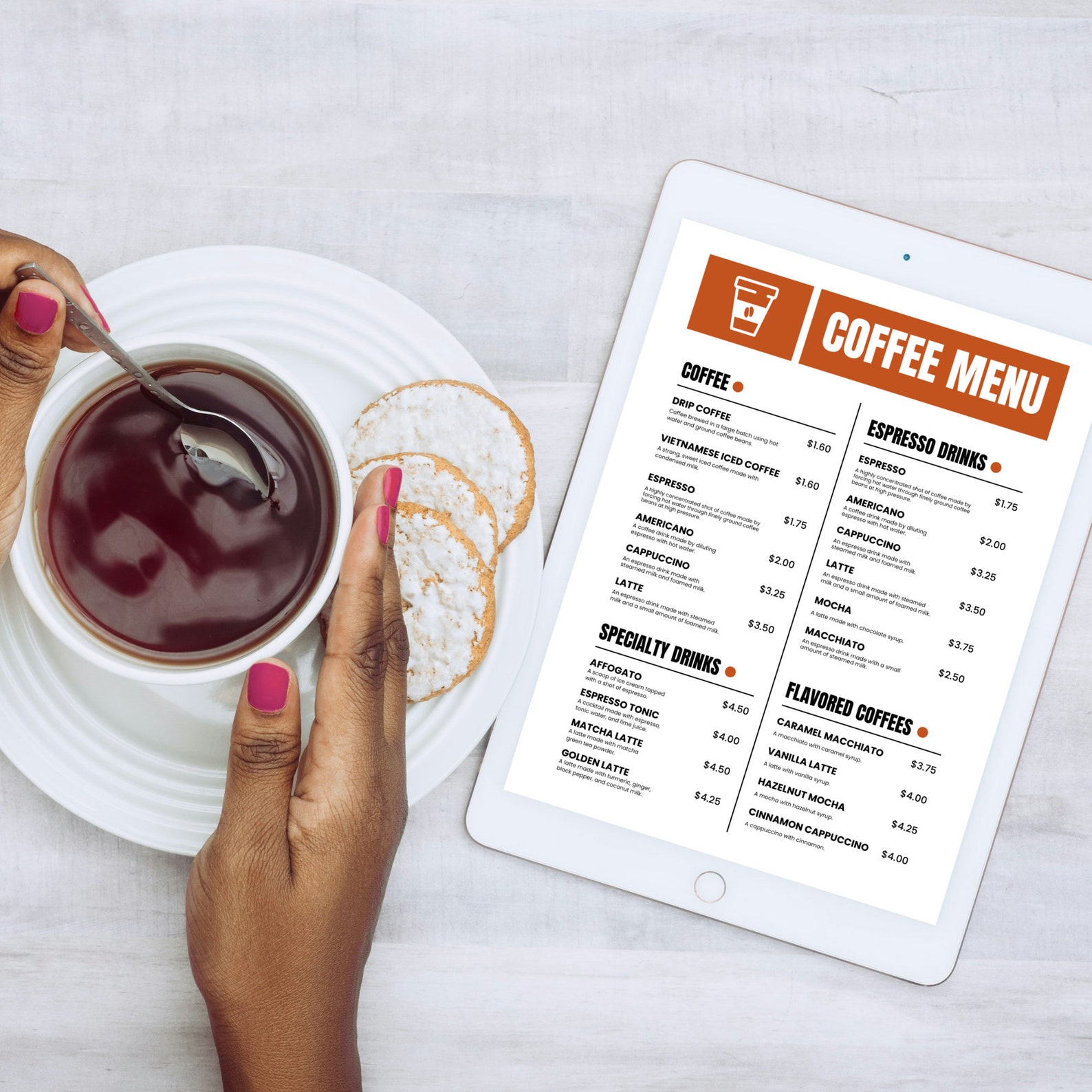 Coffee Menu Template Canva Editable, A4 Size Custom Price List for ...