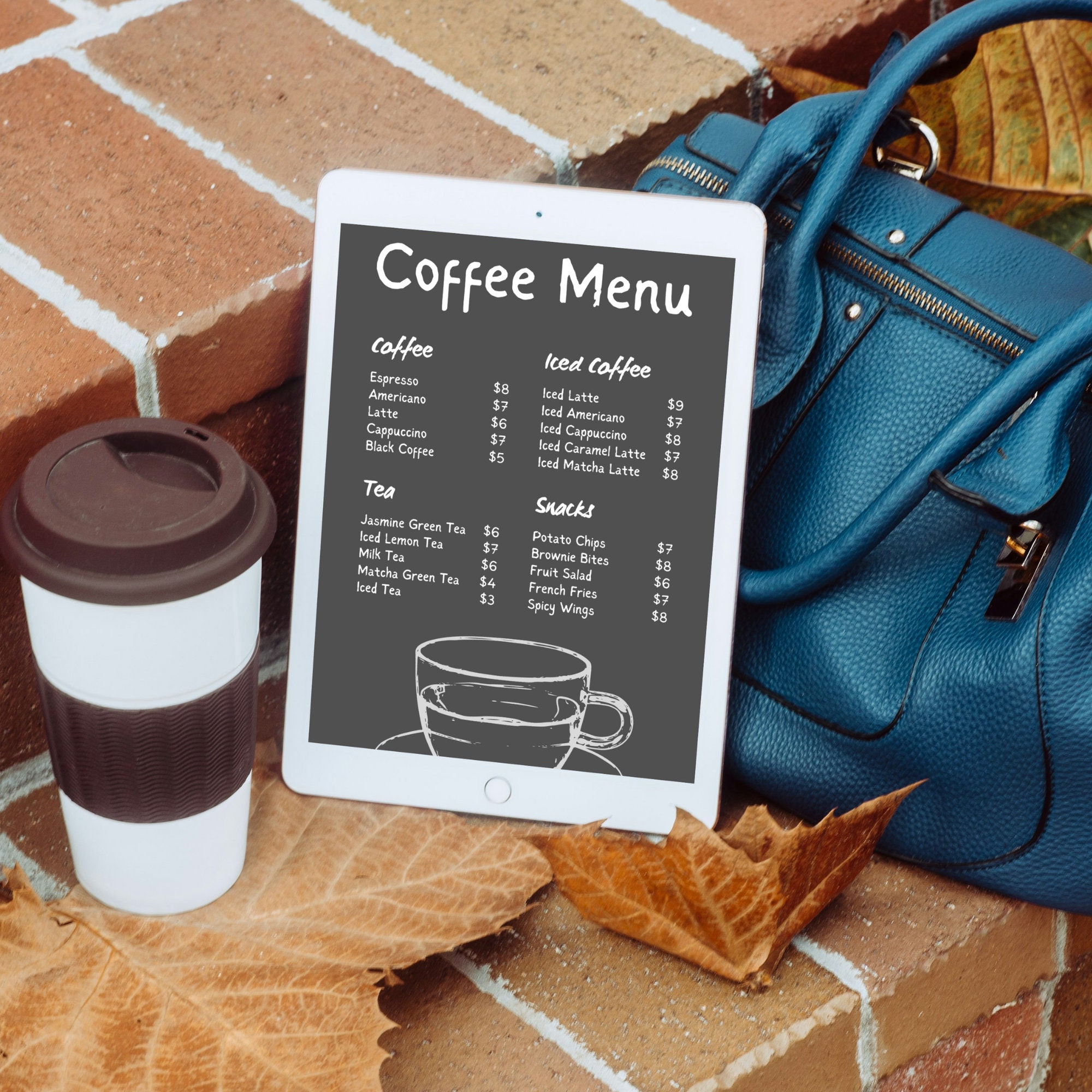 Modern Coffee Shop Menu Template in Canva, A4 Size Editable Price List ...