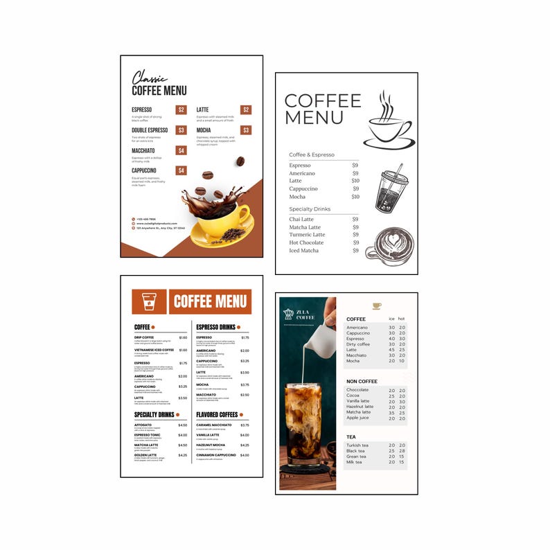 24 Editable Coffee Menu Templates – Canva Cafe Price List, Customizable ...