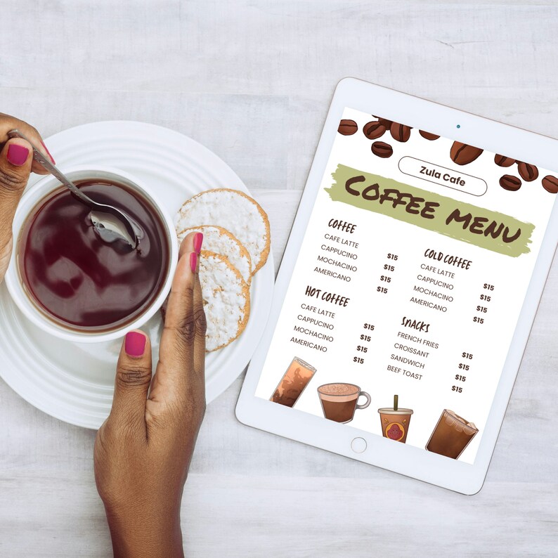 Printable Coffee Menu Template in Canva, A4 Size Editable Price List ...