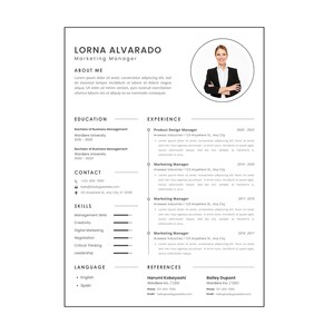 Editable Canva CV Template With Photo, Professional A4 Resume for Job ...