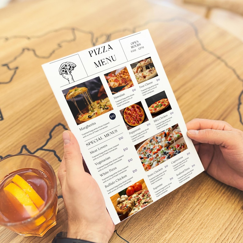 Customizable Pizza Menu for Canva | A4 Editable Restaurant Template ...