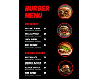Burger Menu Template, Customizable Burger Menu Template, Burger Menu ...