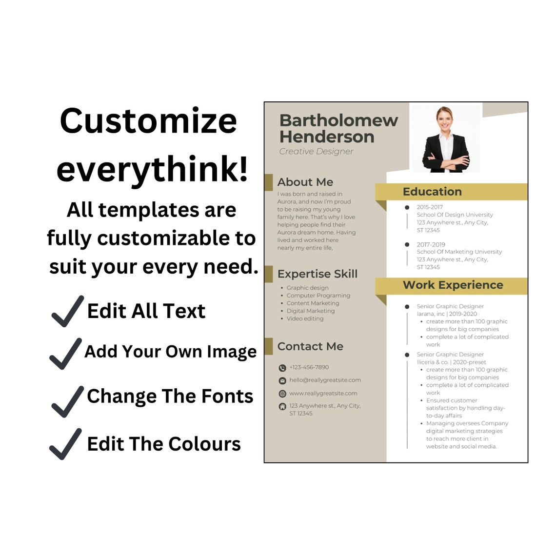 Canva Resume Template With Photo, Canva Cv Template, Canva Creative ...