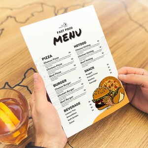 Fast Food Menu Template | Editable Fast Food Menu Template (A4 Size ...