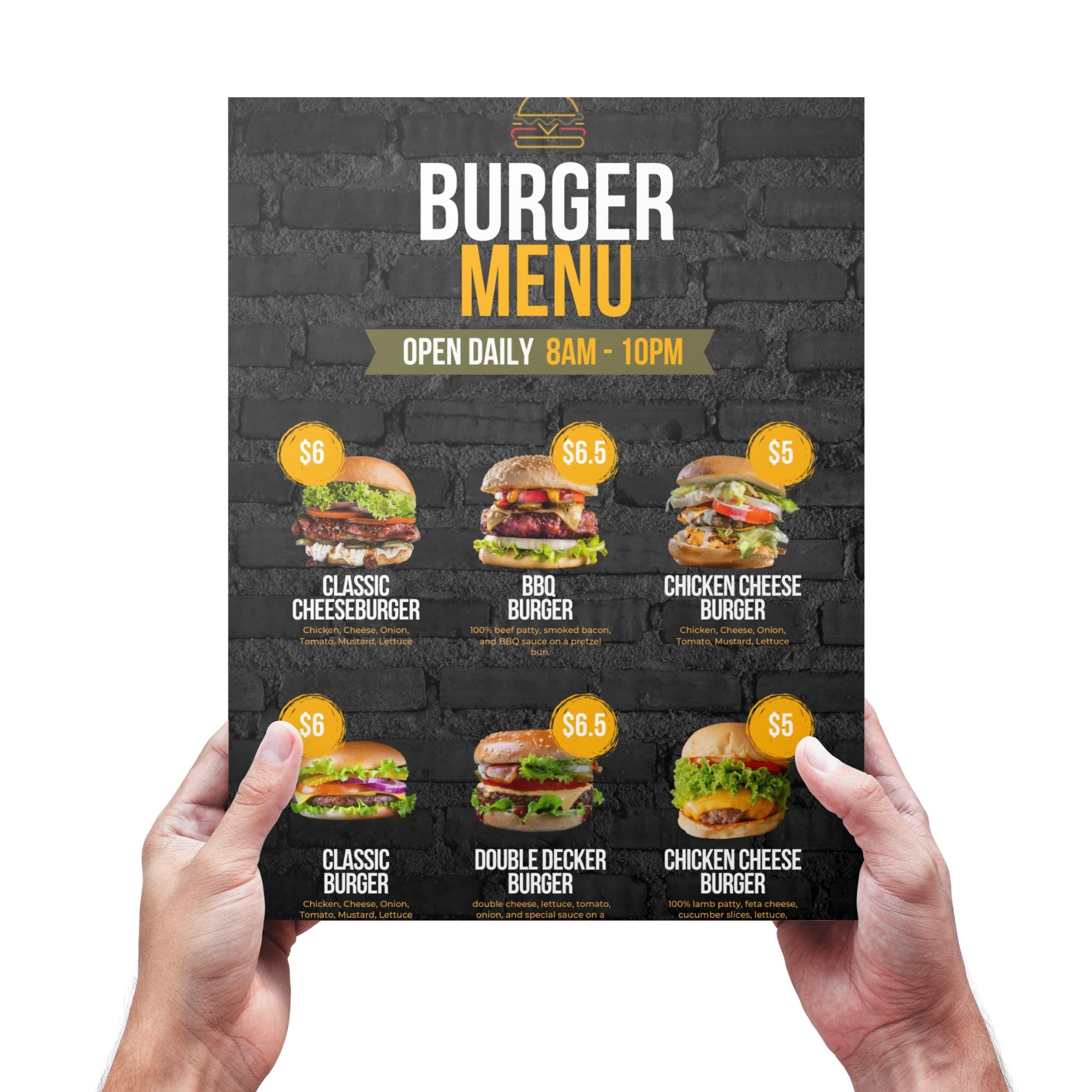 Canva Custom Burger Menu Template, Editable Fast Food Price List A4 ...
