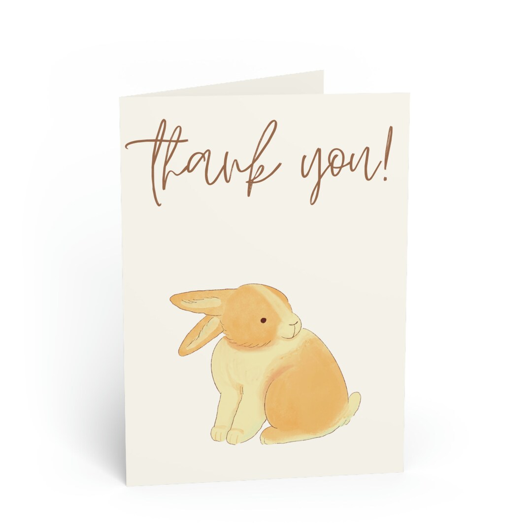 Thank You Greeting Card Cute Rabbit Thank You Card With - Etsy