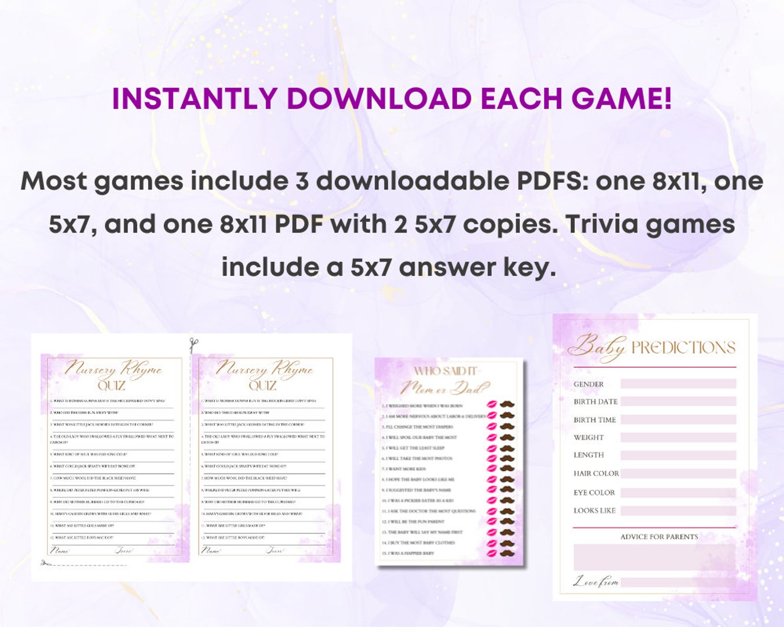 Enchanted Baby Shower Games Bundle, Swiftie Theme (digital Download) - Etsy
