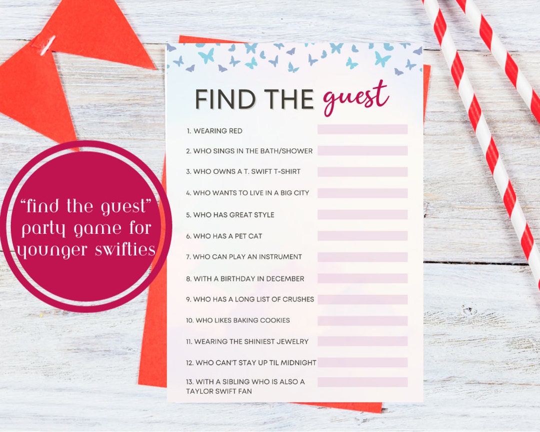 Swiftie Party Game, Find the Guest, Younger Swifties (instant Download ...