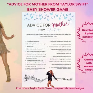 Baby Shower Advice Game, Taylor Swift Inspired Baby Shower Game ...