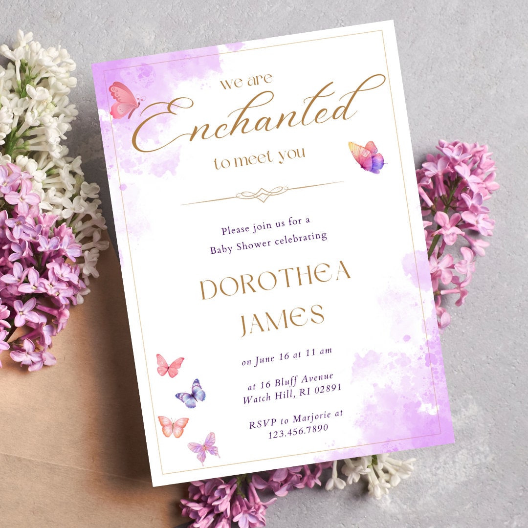 Enchanted Butterfly Baby Shower Invitation, Swiftie Theme (digital ...